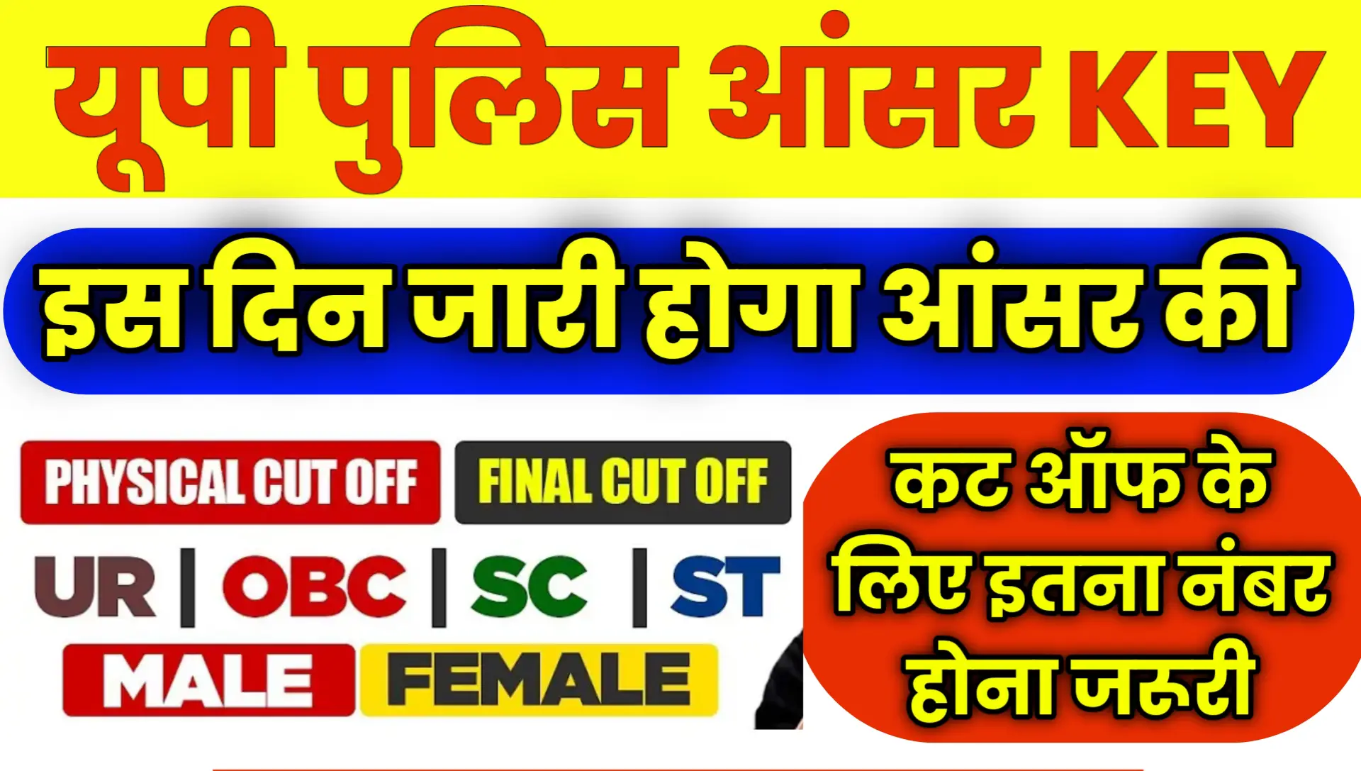 यूपी पुलिस आंसर की इस दिन होगा जारी खुशखबरी इतने नंबर तक 100 सिलेक्शन